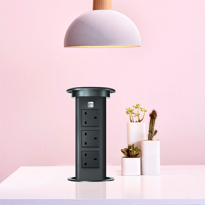 Motorised Pop-Up Socket With Bluetooth Speaker & Wireless Charging