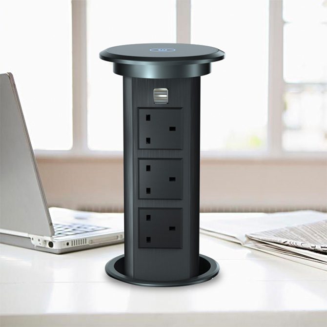 Motorised Pop-Up Socket With Bluetooth Speaker & Wireless Charging